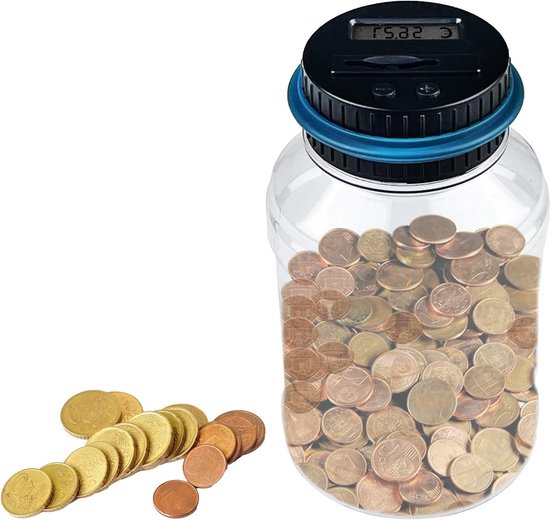 Digitale spaarpot met teller - elektronisch spaarvarken - lcd-display - eurogeld... | bol