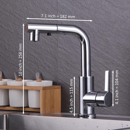 Waterkraan voor badkamer, 360° draaibare wastafelarmatuur, uittrekbaar ...