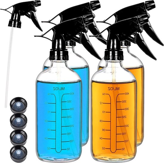 Lege glazen spuitflessen 500 ml - 4 stuks voor haar en ...