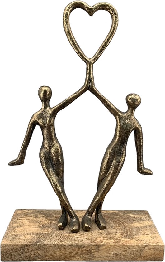 beeld liefde bestaat echt gemaakt van aluminium en hout - koper/ brons ...