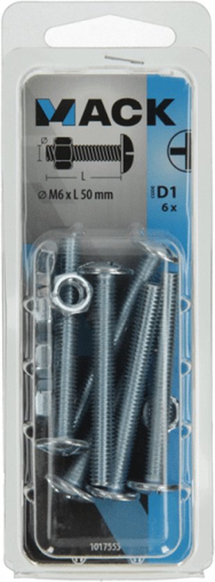 KACHELBOUT + MOER STAAL VERZINKT 6 ST M6 X 50 MM | bol