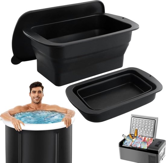 Ijsblokjesvorm voor ijsbad met deksel grote ijsblokken zwart ...