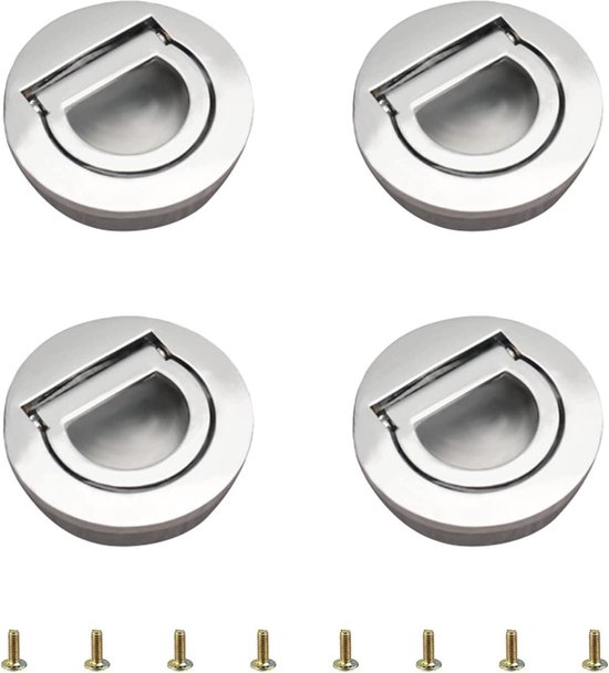 Rond ingebed handvat met trekring - 4 stuks Tatami handgrepen ...