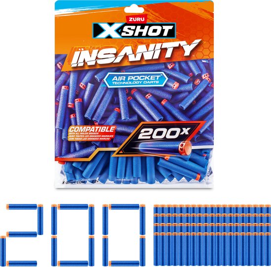 ZURU - XSHOT - Insanity - Navulverpakking - Speelgoedblaster - 200 ...