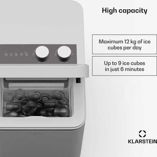 Klarstein Icecraft Ice Cube Maker - 12 kg per dag - Ijsblokjes in 6 minuten - 2 Maten... | bol