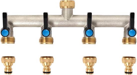 Waterverdeler met verlengde handgreep - messing - 3/4 inch - individuele afsluitkranen... | bol