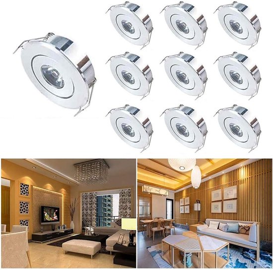 Mini-inbouwspots klein 10 stuks 1 W led kleine spot-lamp - plafondlamp ...