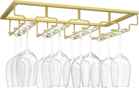 4 Rows Stemware Rack - Under Cabinet Wine Glass Holder Storage Hanger ...