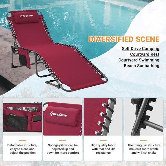 Verstelbare ligstoel 5 standen - opvouwbare chaise loungestoel voor ...