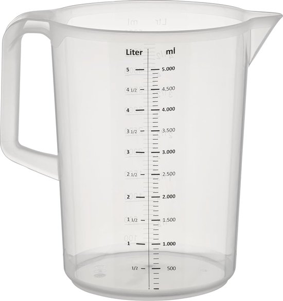 Luvetrex ® Transparante Keukenmaatbeker van 5 Liter met Nauwkeurige ...