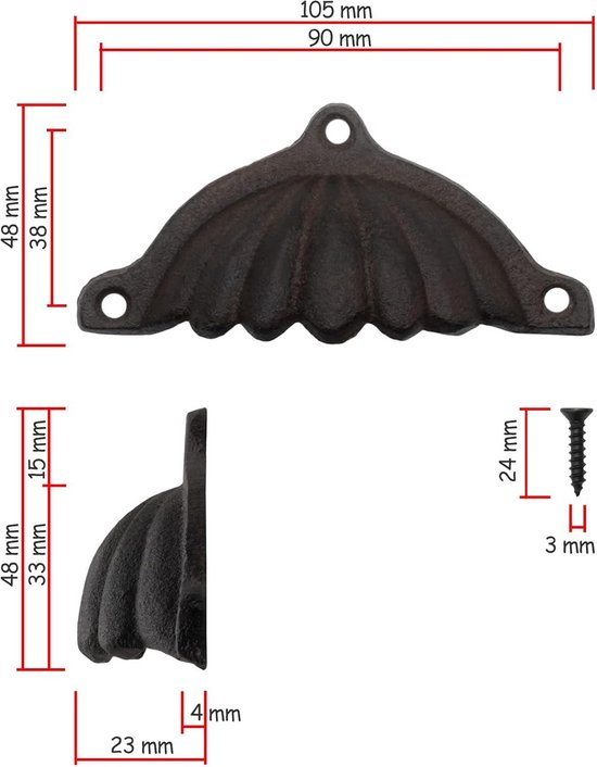 Solid Rustic Shell Drawer Racks - Cast Iron Art Deco Antique Design 105 ...