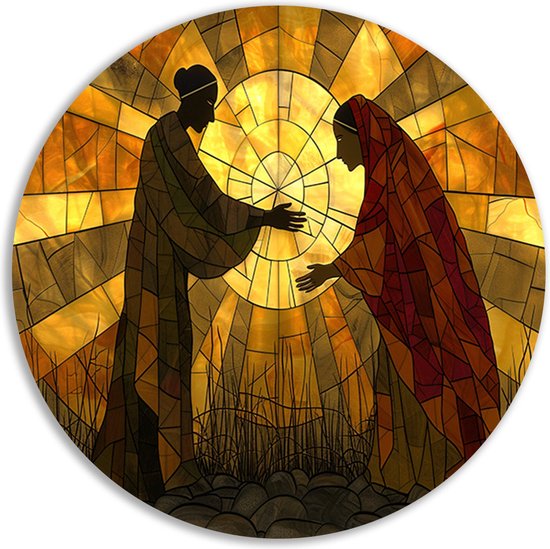 Figuren wanddecoratie rond - Zon wanddecoratie rond - Schilderij rond ...