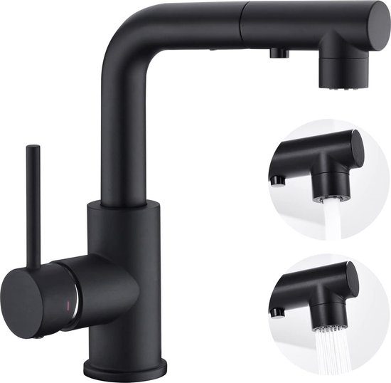 Uittrekbare Douche Mengkraan voor Keuken-Badkamer met 3 Functies 360° Draaibare Mat... | bol