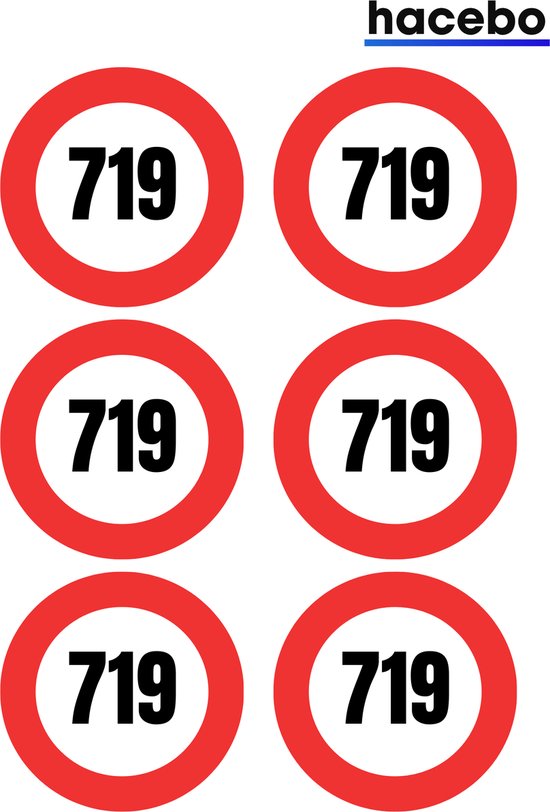 Verkeersbord Sticker - 8CM - Container sticker - Cijfer Stickers - 6 ...