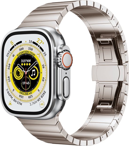 FFO2World Luxe metalen RVS bandje met vlindersluiting - Titanium ...