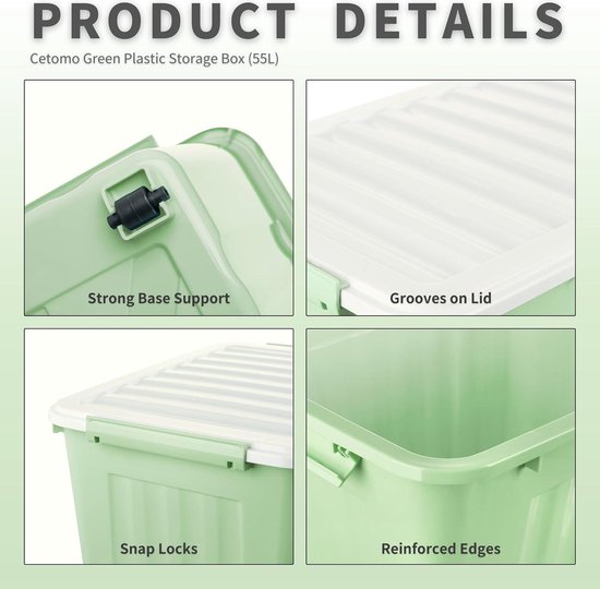 Opbergdozen met wielen - Plastic opbergdoos met deksel - Vergrendelende ...