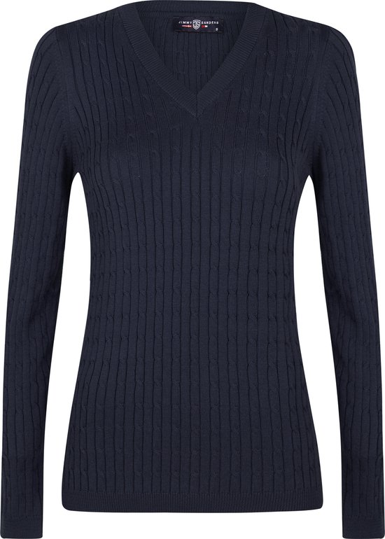 Jimmy Sanders V-Neck Sweater - V Trui - 100% Katoen Dames Navy - Xl | bol