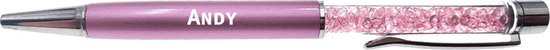 Pen Met Diamantjes En Gravering - Met Naam - Andy - Licht Roze | bol