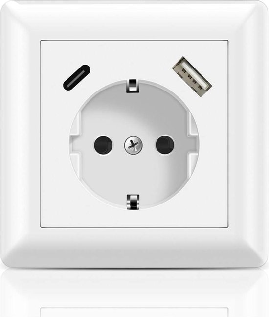 Schuko Inbouw Stopcontact met USB C 3.4 - Inbouwstopcontact met Frame ...