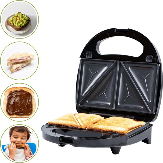 Tosti Apparaat - Broodrooster - Tosti Grill Apparaten - Zwart | bol