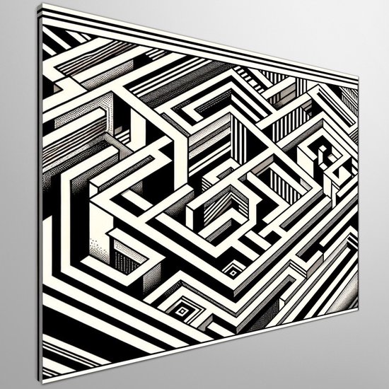 Line art escher schilderij | Maze of Illusion: A Surreal Exploration of ...