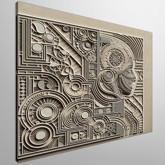 Modern relief schilderij | Abstracte geometrische vormen in levendige kleuren vormen... | bol