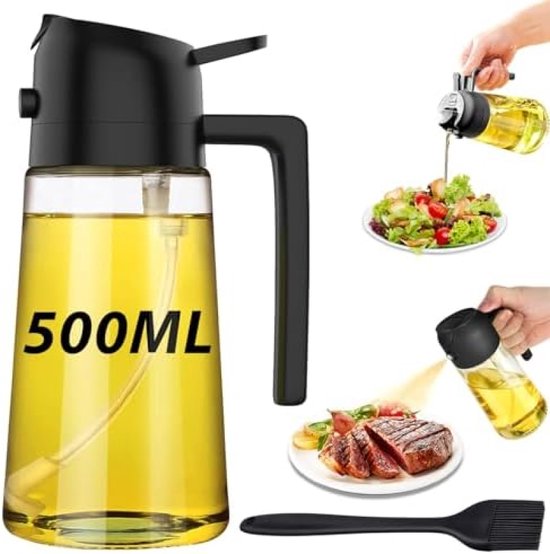 Oliesproeier Dispenser 500ml, Oil Spray Bottle Glas, Oliespray voor ...