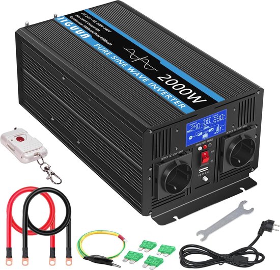 Zuivere sinus omvormer 2000W 24V naar 230V met 20A lader en UPS-functie | bol
