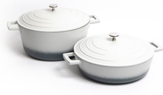 MasterClass Set ondiepe braadpannen van gegoten aluminium in ...