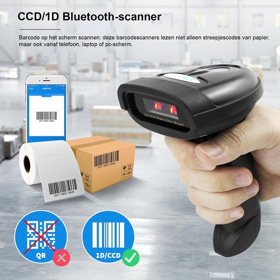 Draadloze Bluetooth CCD Barcodescanner - Handheld USB Scanner - 1D ...