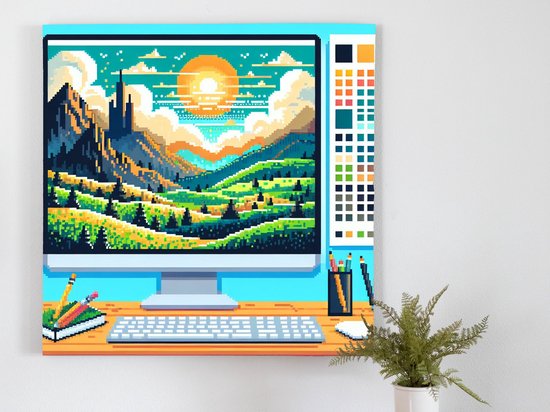 Pixel art landschap schilderij | Infinite digital canvas: a pixelated ...