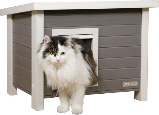 Kattenhuis "Eli" opklapbaar dak weerbestendig - 57 x 45 x 43 cm - Wit ...