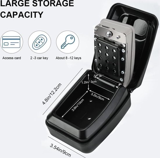 Grote sleutelkast met cijfercode - 12-cijferige sleutelkluis voor ...
