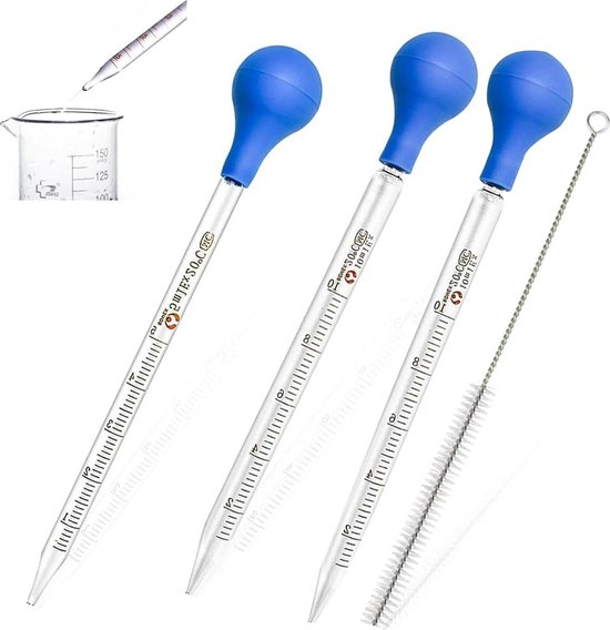 5ml 10ml Glass Pipette Dropper with Cleaning Brush - Rubber Pipette ...
