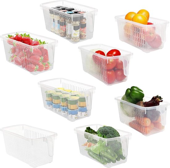 Kitchen Freezer & Cabinets Storage Containers with Handles - 32cm Total ...