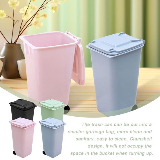 1.2 L Mini Table Waste Bin with Lid - Set of 4Mini Plastic Table ...
