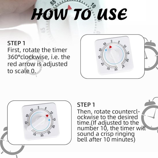 Egg Alarm Clock Time Timer 60 Minutes Kitchen Mechanism Timer for ...