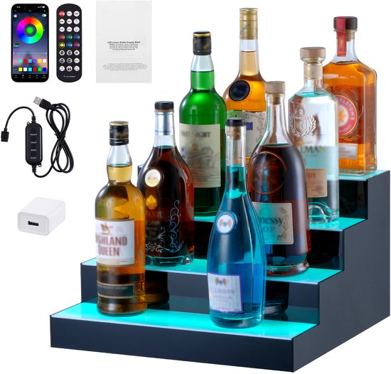 Led Verlichte Drankfles Display, 16 Inch 4-Tier CommerciëLe Home Bar ...