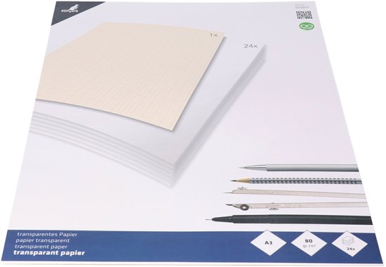 A3 overtrekpapier / transparant tekenpapier - 24 vellen - 80 grams ...
