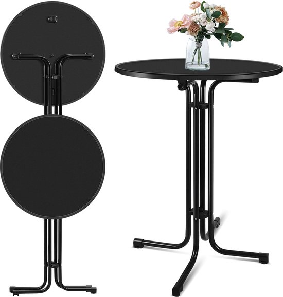 Inklapbaar Statafel Rond Ø 80 cm Zwart – Outdoor Tafel Weerbestendig... | bol