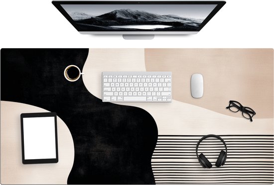 Bureau onderlegger 120x60 cm - Abstract - Japandi - Beige - Modern ...