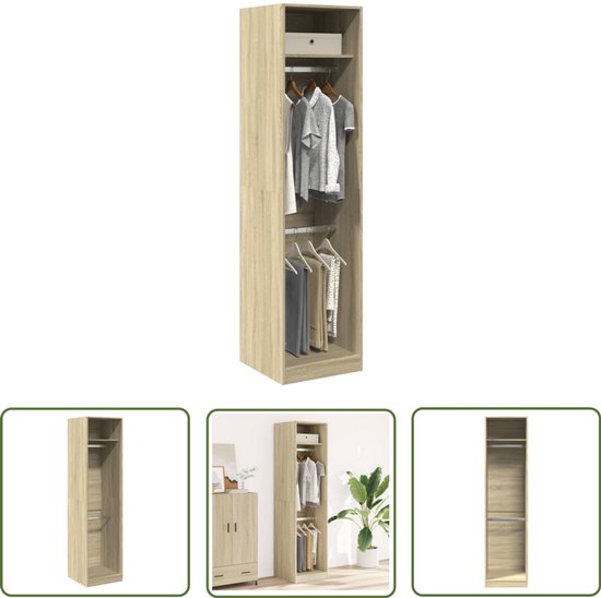 The Living Store Kledingkast 50x50x200 cm bewerkt hout sonoma ...