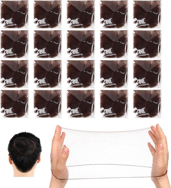 20 Pieces Individually Wrapped Invisible Hair Nets for Women's Hair Bun ...