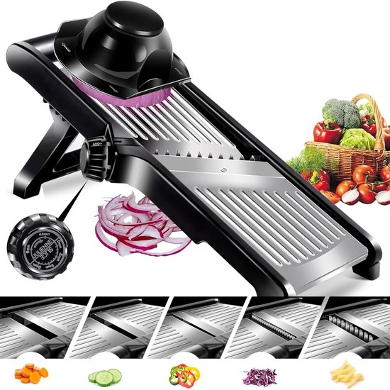 Professionele groentesnijder - Verstelbare mandoline met stalen schaaf ...