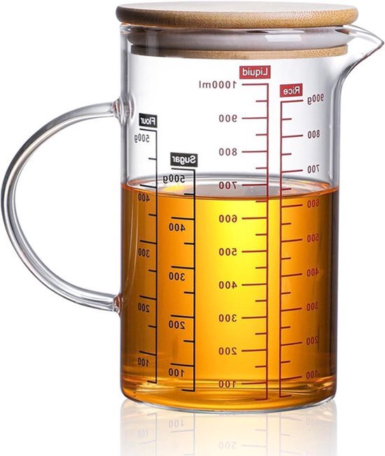 1 Liter Maatbeker van Glas - 1000 ml Maatkan Borosilicaatglas ...