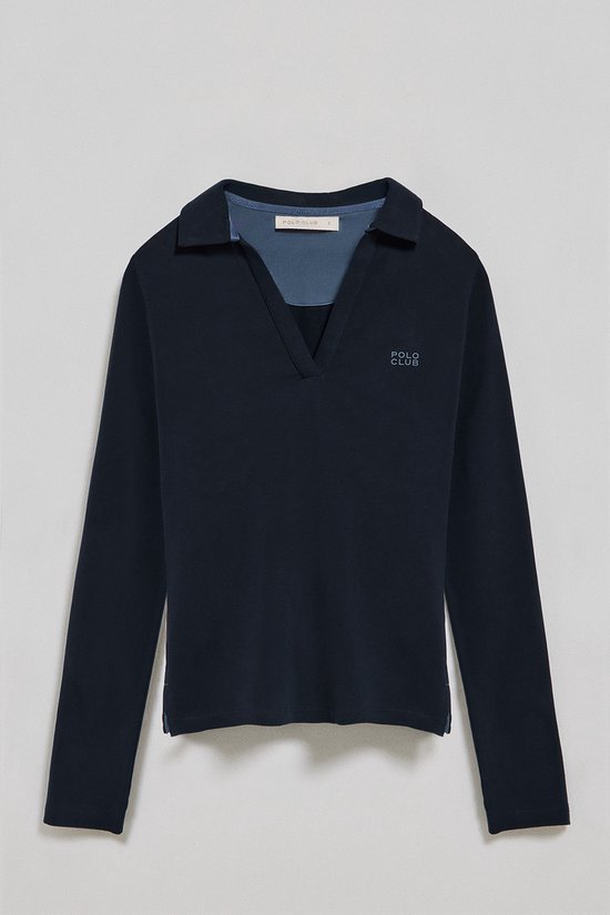 Marineblauwe polo Pia zonder knopen en rubberen Polo Club-logo | bol