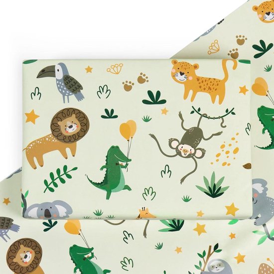 New Baby Wrapping Paper - 4 Sheets - Animal Print - For Newborn Baby ...