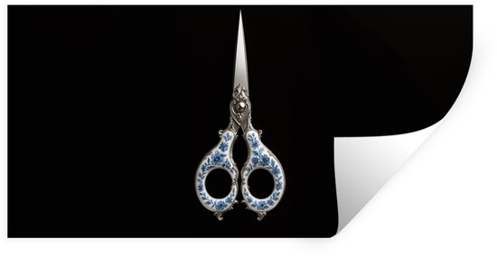 Muurstickers - Sticker Folie - Schaar - Delfts blauw - Zwart - 40x20 cm ...