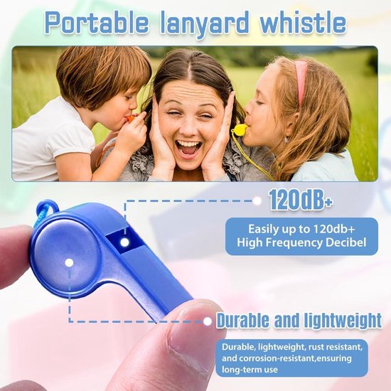 Multifunctionele plastic fluitjes voor kinderen - 60 stuks, 5 kleuren ...