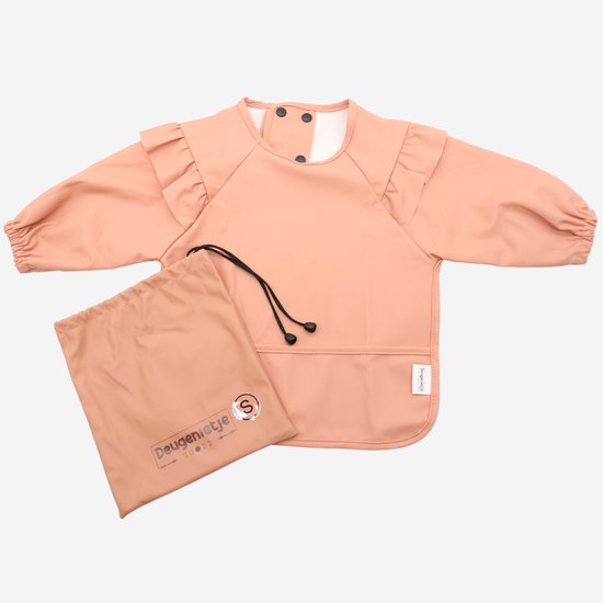 Slabber met lange mouw - ruffles - Peach | bol